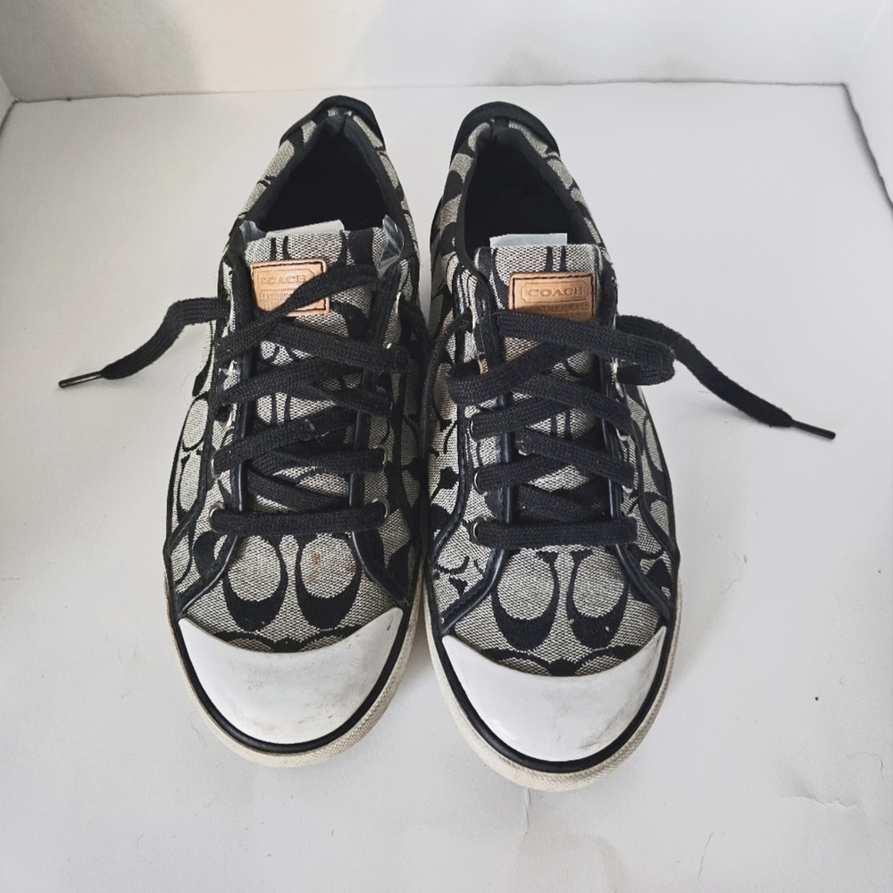 Coach Black Barrett Signature Lace Up Sneakers Size 8… - Gem